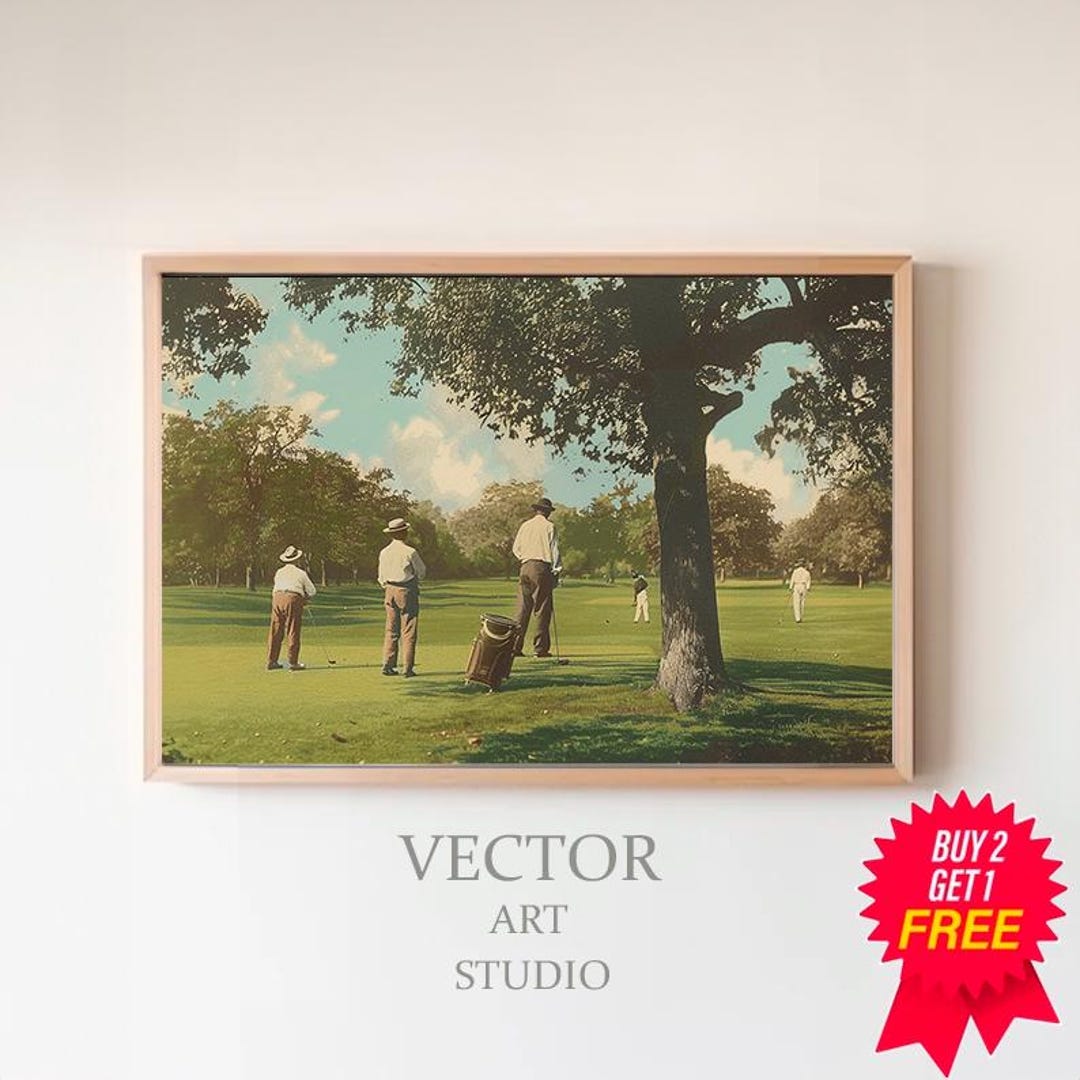 Golf Vintage Painting Landscape Art Print | Vintage Golf Course Wall ...