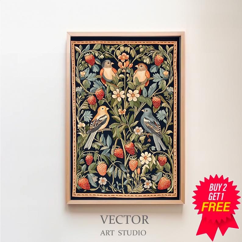 Strawberry Thief, William Morris Print, Exhibition Poster, Textile Wall ...