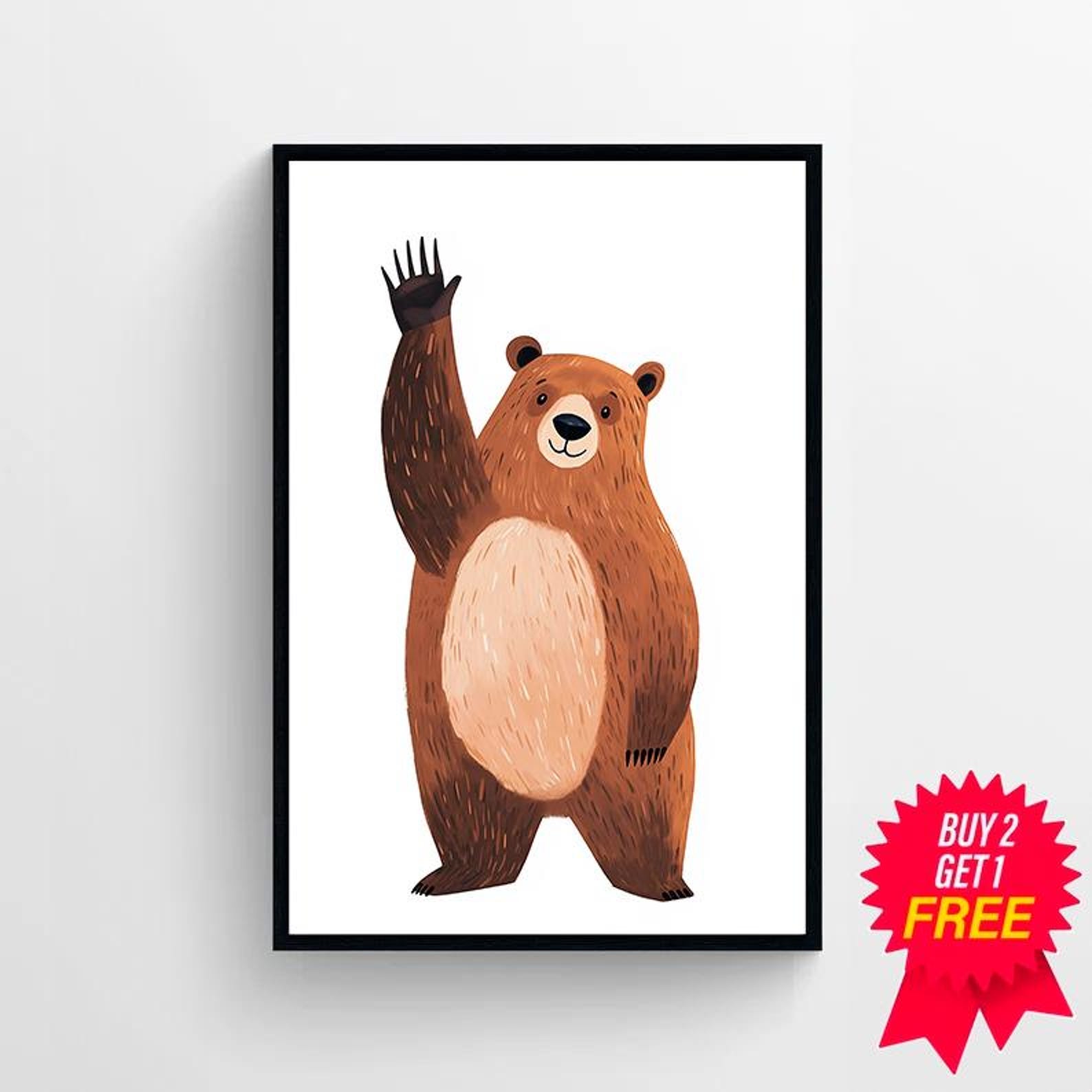 Cute Bear Printable Bear Poster Bear Nursery Decor Woodland Nursery ...