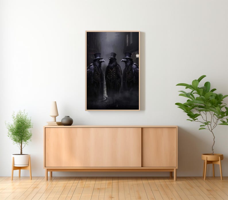 A Murder of Crows Gothic Painting Crow Wall Decor, Animal Art Dark ...