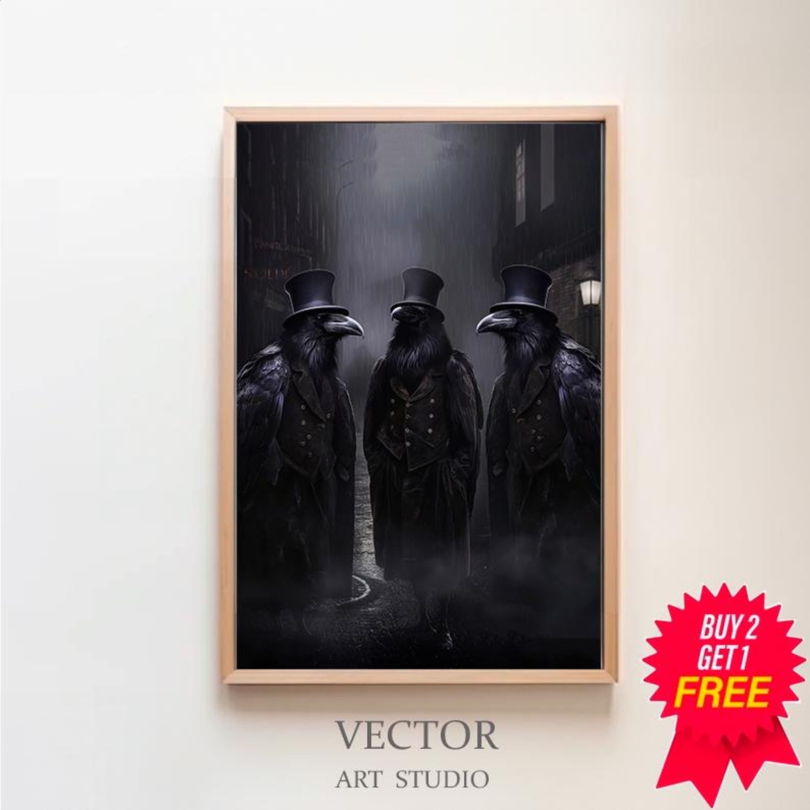 A Murder of Crows Gothic Painting Crow Wall Decor, Animal Art Dark ...