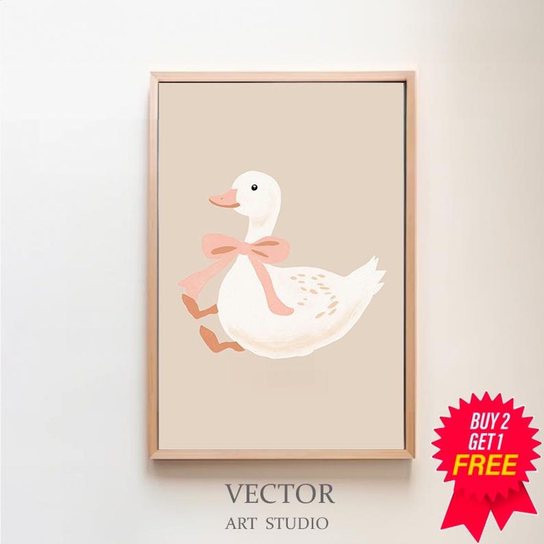 Silly Goose Wall Art Cute Goose Poster Beige Nursery Decor Farm Animal ...
