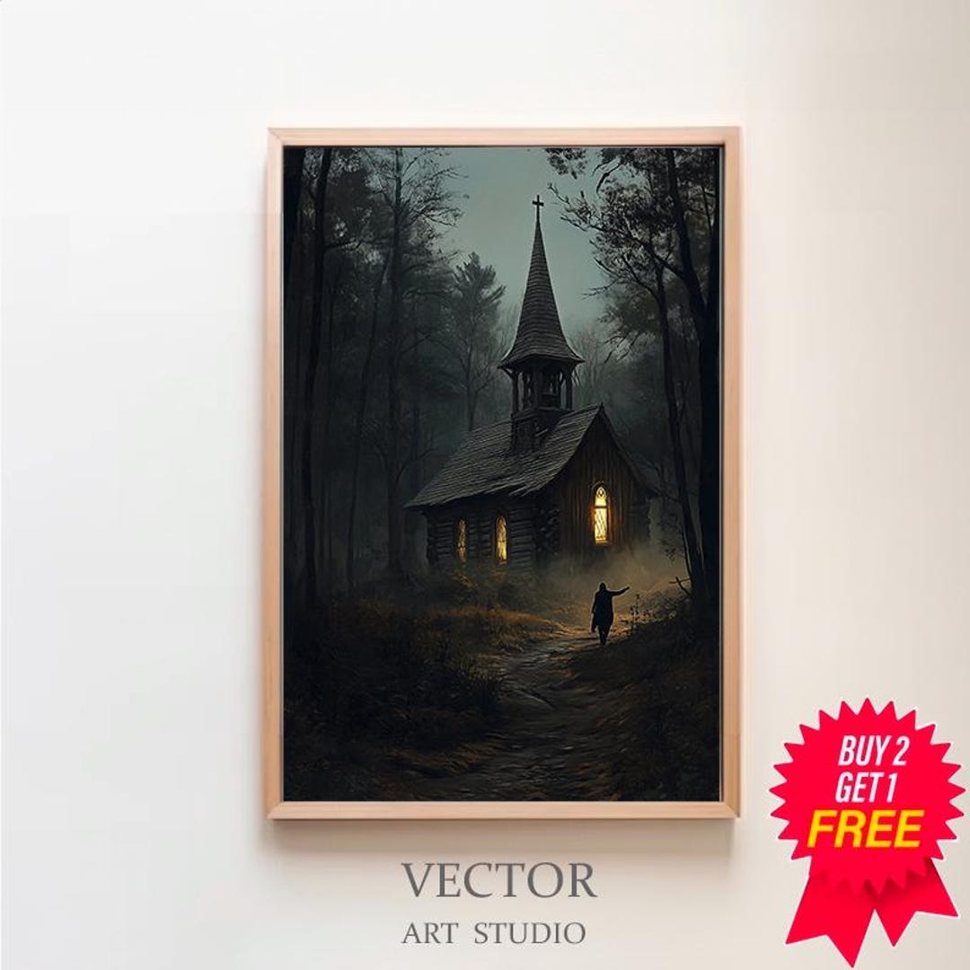 Spooky Witch Cottage Printable Wall Art Moody Woodland Fairytale Dark ...