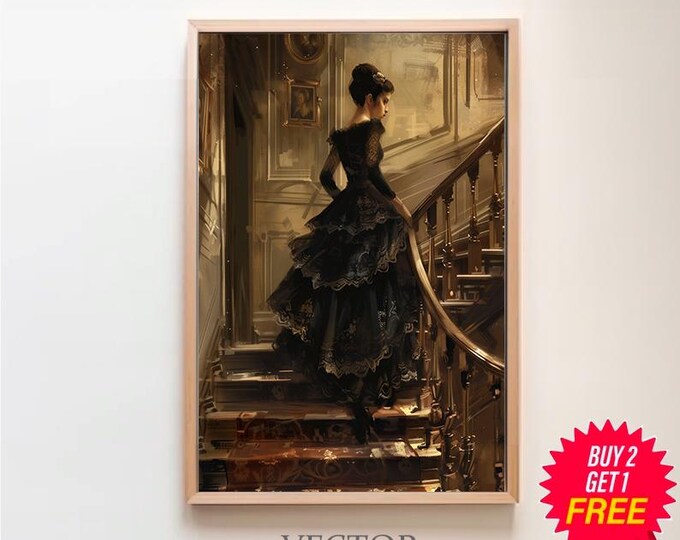 Victorian Lady Art Print, Vintage Poster, Art Poster Print, Dark ...