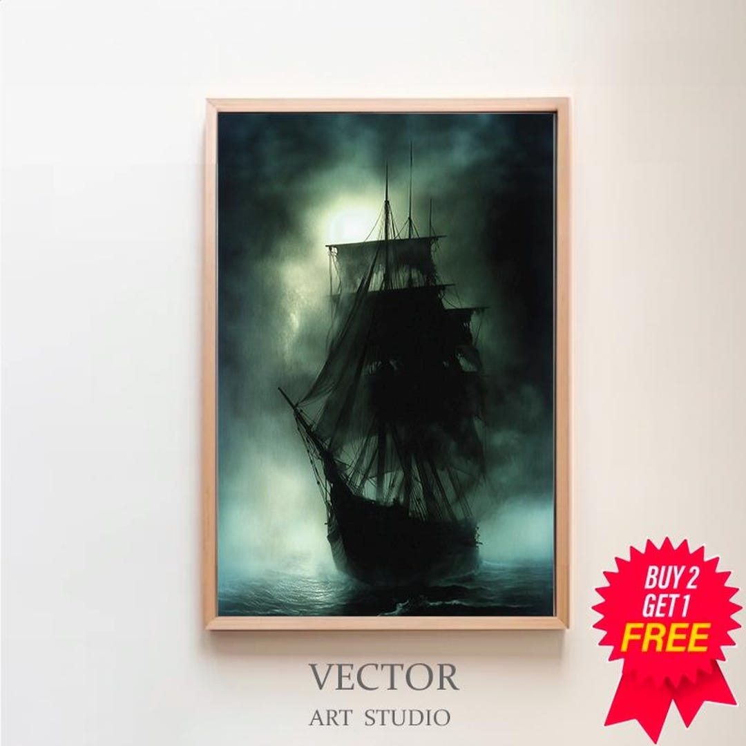 Vintage Ghost Ship, Ocean Aesthetic, Gothic Sea Painting, Dark Arts ...