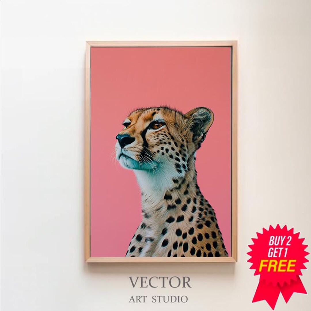 Printable Cheetah Wall Art, Pink Leopard Art Print, Boho Home Decor ...