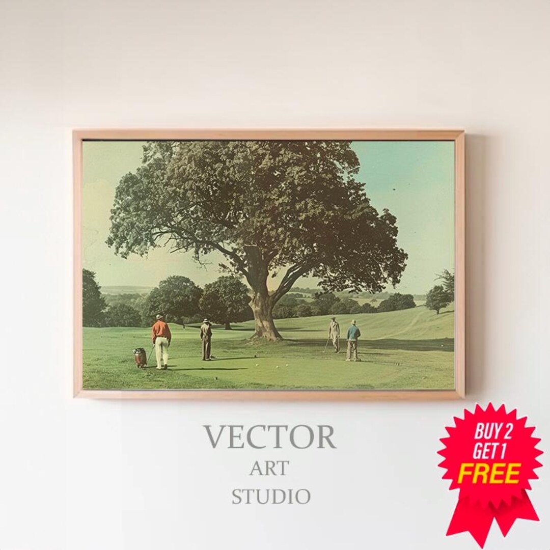 Golf Vintage Painting Landscape Art Print | Vintage Golf Course Wall ...