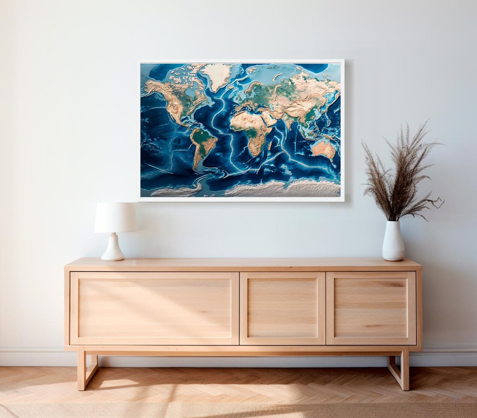 Ocean Floor Map Art Scientific Print Map Vintage Map Ocean Wall Decor ...