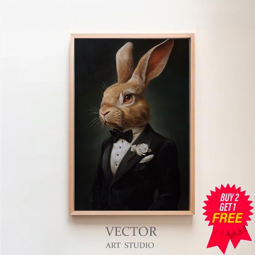 Victorian Rabbit Portrait Painting - Gothic Rabbit Art Print - Dark ...
