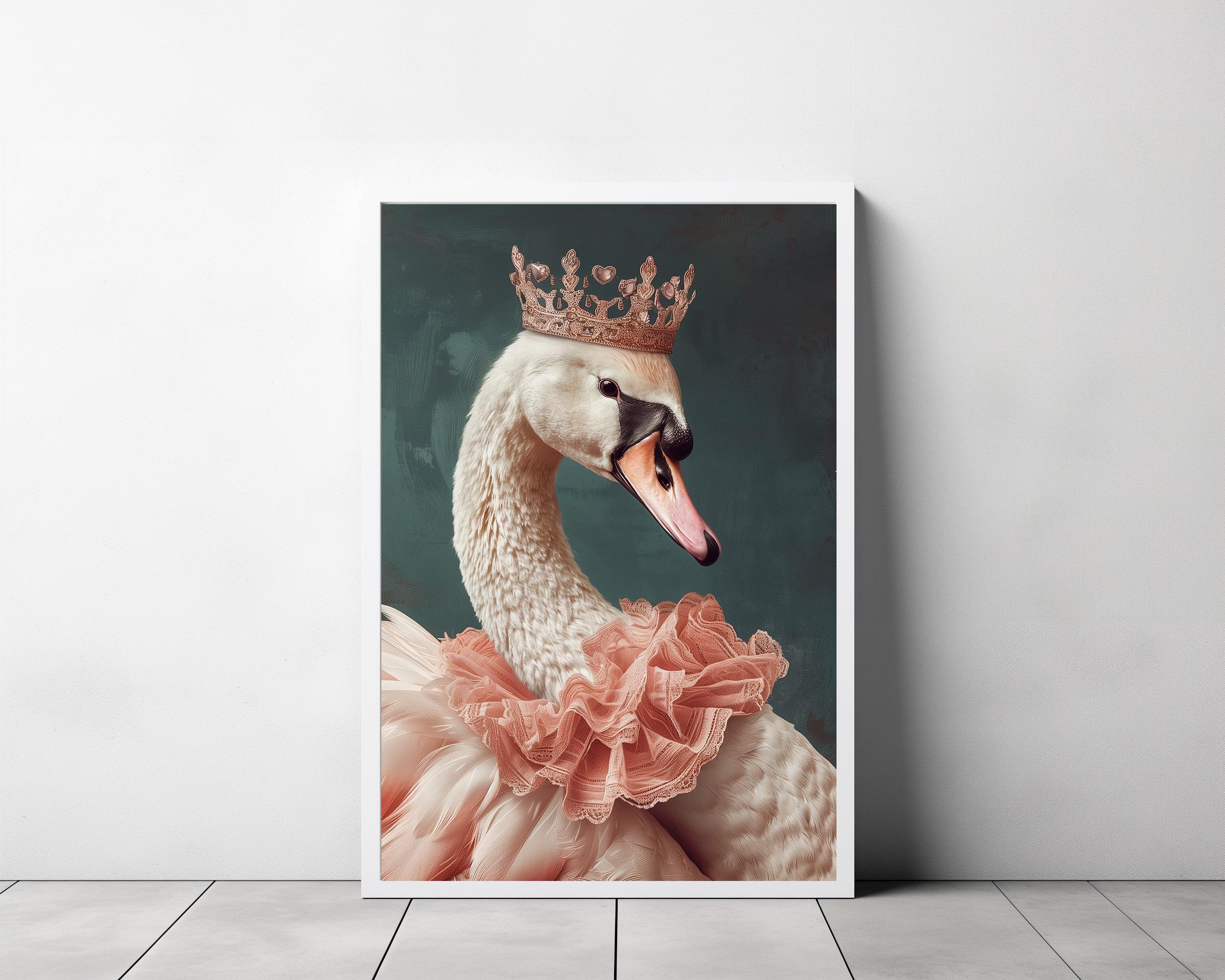 Swan Princess Vintage Portrait Victorian Swan Painting, Swan Lake Decor ...