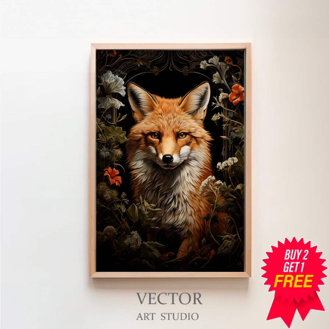 William Morris Inspired Fox Art Print, Fox Print, Fox Poster, Nature ...