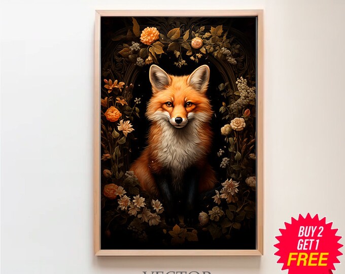 William Morris Inspired Fox Art Print, Fox Print Poster Nature Living ...