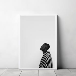 Minimalist Black and White Art Print, Black Woman Abstract Wall Art ...