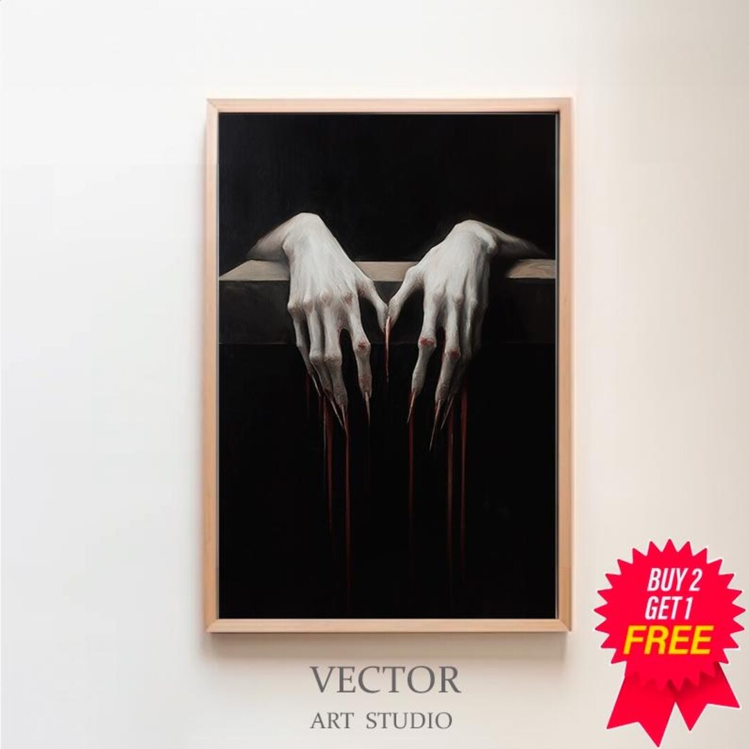 Clawed Hands Dracula Vampire Print, Gothic Art Dark Cottagecore Print ...