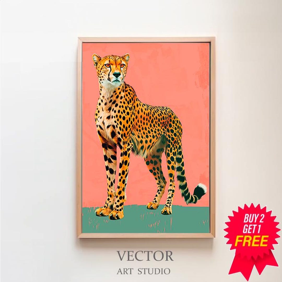 Printable Cheetah Wall Art, Pink Leopard Art Print, Boho Home Decor ...