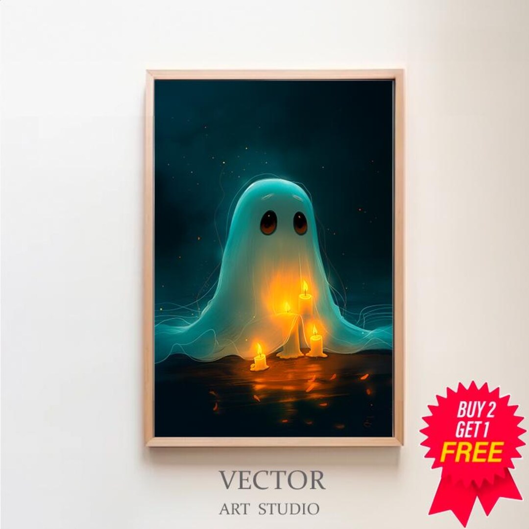Printable Ghost Artwork Painting of Spooky Cute Ghost, Halloween Ghost ...