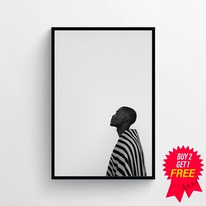 Minimalist Black and White Art Print, Black Woman Abstract Wall Art ...