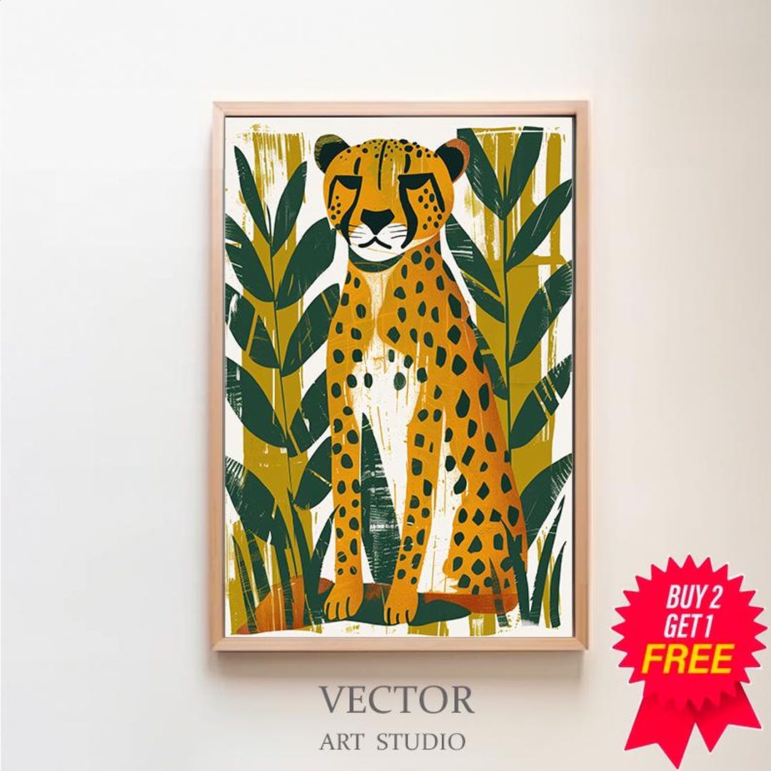 Green Tiger Art Print, Leopard Poster Print, Cheetah Wall Art, Preppy ...