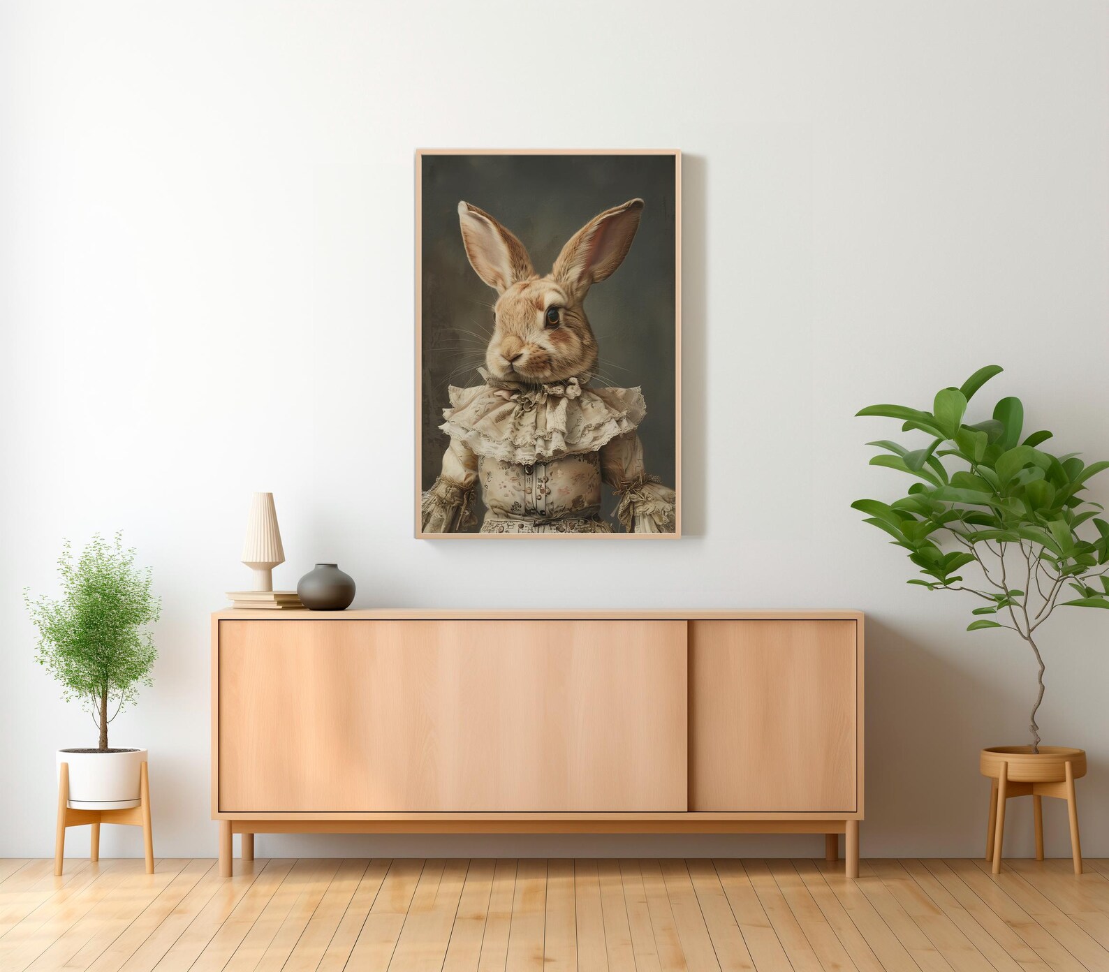 Victorian White Rabbit Painting, Emily Bunny Vintage Portrait ...