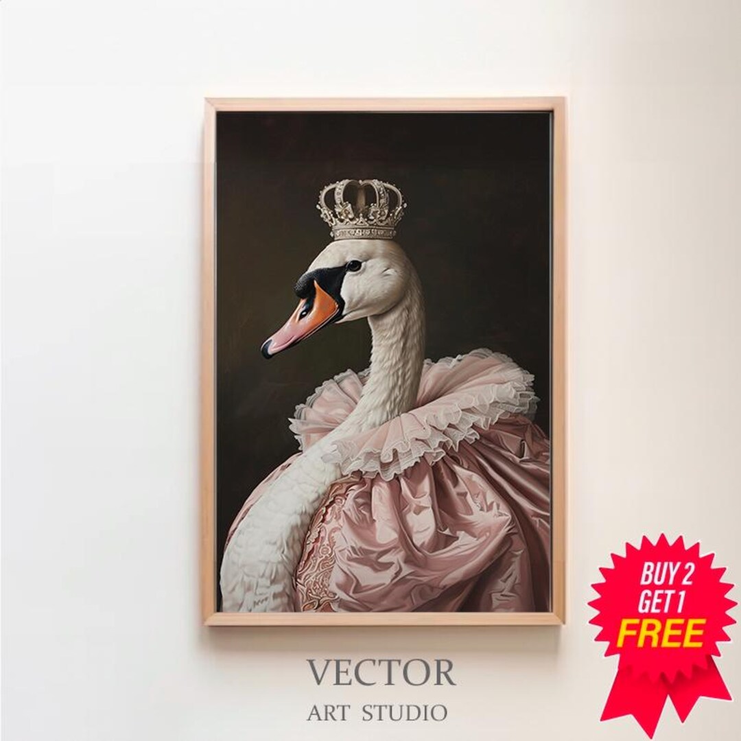 Swan Princess Vintage Portrait Victorian Swan Painting, Swan Lake Decor ...