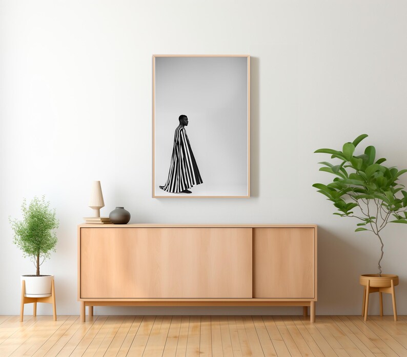Minimalist Black and White Art Print, Black Woman Abstract Wall Art ...