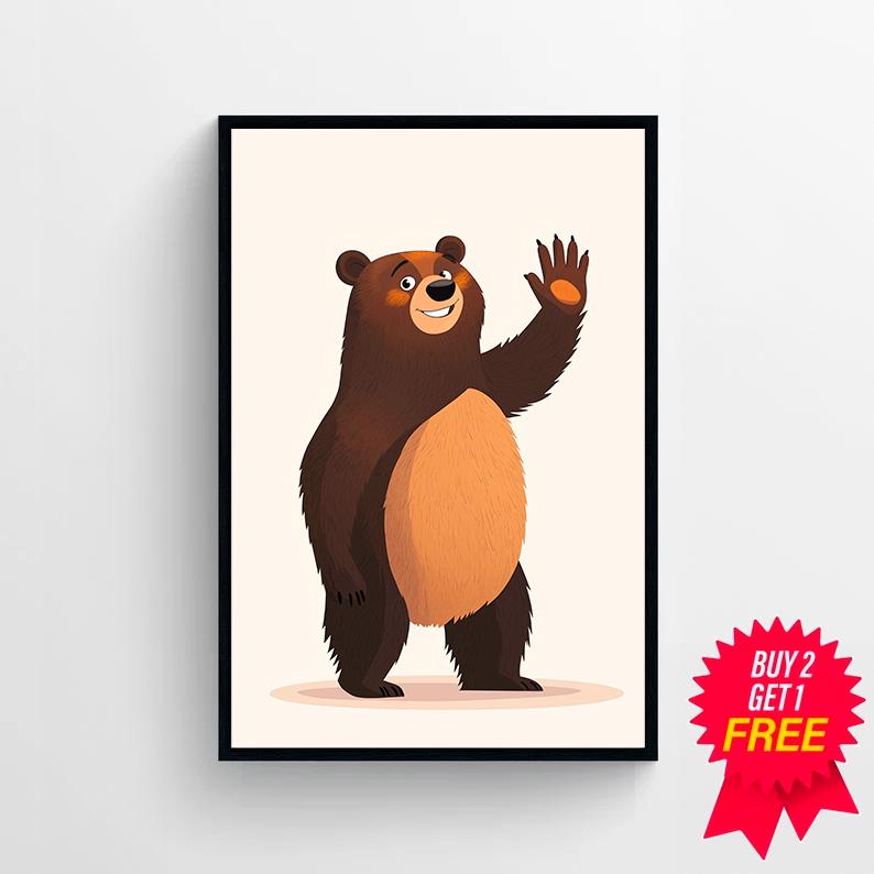 Cute Bear Printable Bear Poster Bear Nursery Decor Woodland Nursery ...