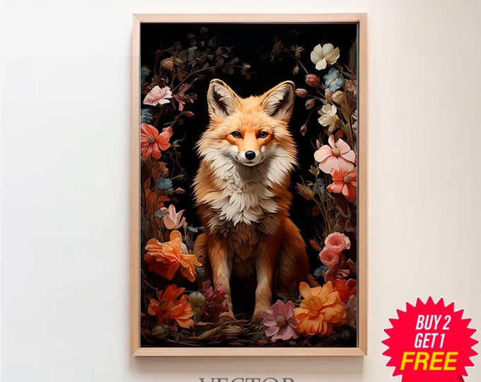 William Morris Inspired Fox Art Print, Fox Print Poster Nature Living Room Art,forest Wall Art ...