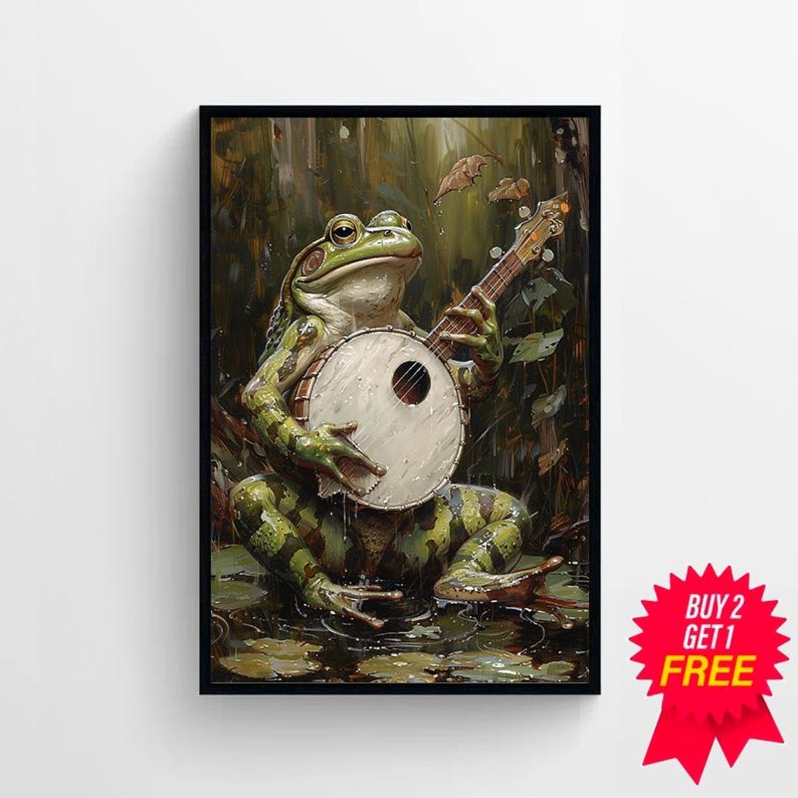 Banjo Frog Printable Wall Art | Digital Download | Vintage Frog Art ...