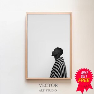 Minimalist Black and White Art Print, Black Woman Abstract Wall Art ...