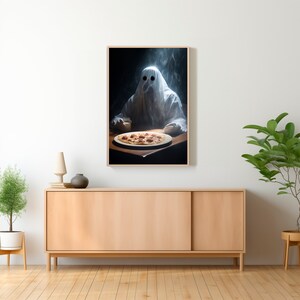 Ghost Eating Pizza, Vintage Poster, Haunting Ghost, Art Poster Print ...
