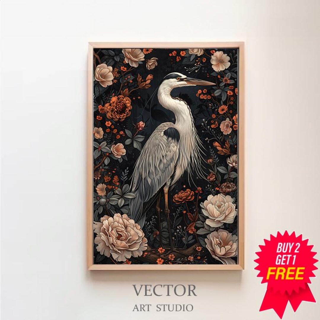Inspired Crane Art Print, Crane Print, Crane Poster, Arts and Crafts ...