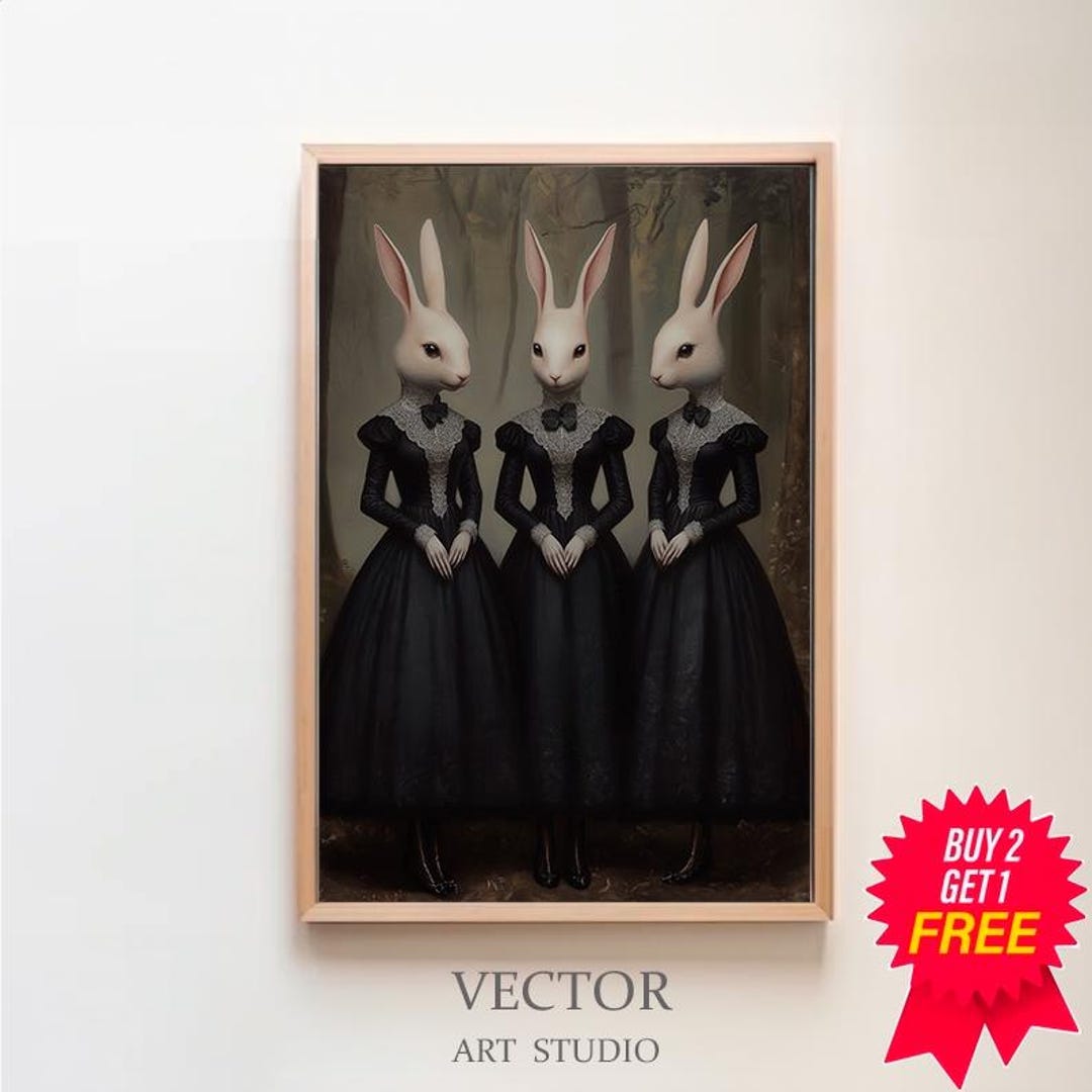 Rabbit Cult Forest Painting Art Printable, Occult Print Poster ...