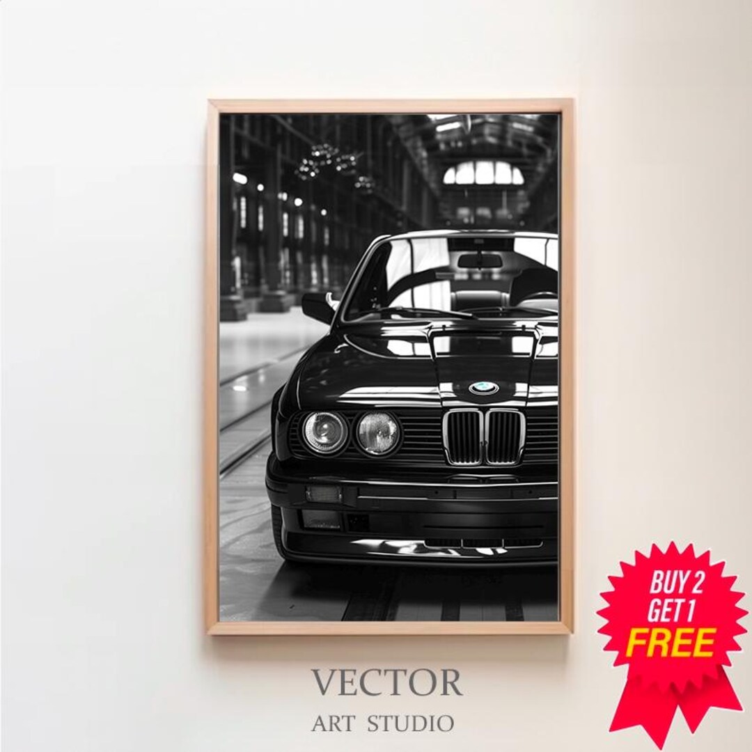 BMW E30 Poster, Vintage BMW Print, Vintage Car Poster, Classic Car ...