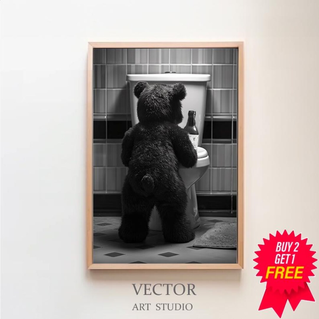 Ted Movie Poster, Funny Poster Art, Bathroom Wall Art, Black and White ...