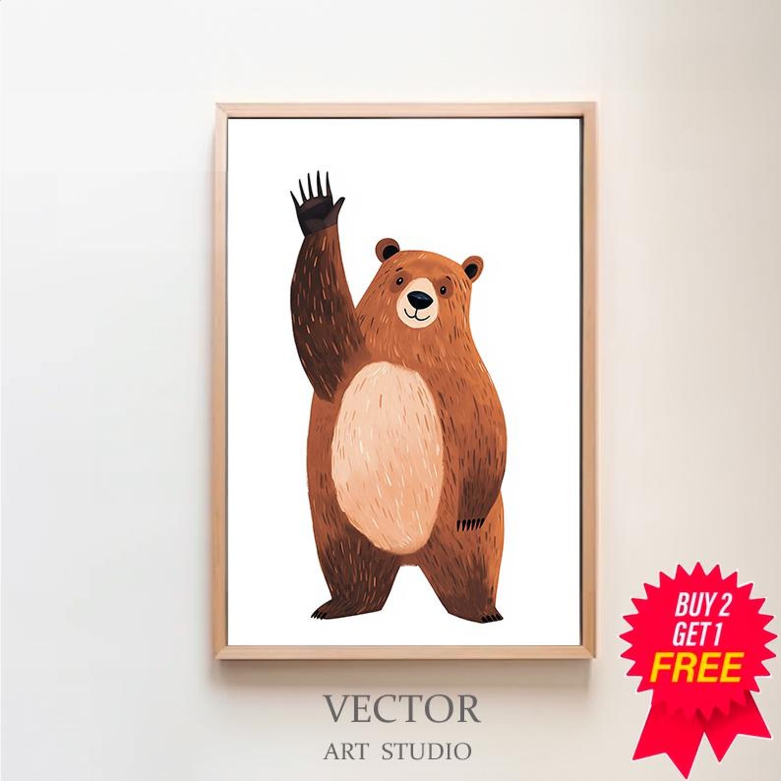 Cute Bear Printable Bear Poster Bear Nursery Decor Woodland Nursery ...