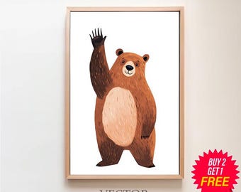 Cute Bear Printable Bear Poster Bear Nursery Decor Woodland Nursery ...