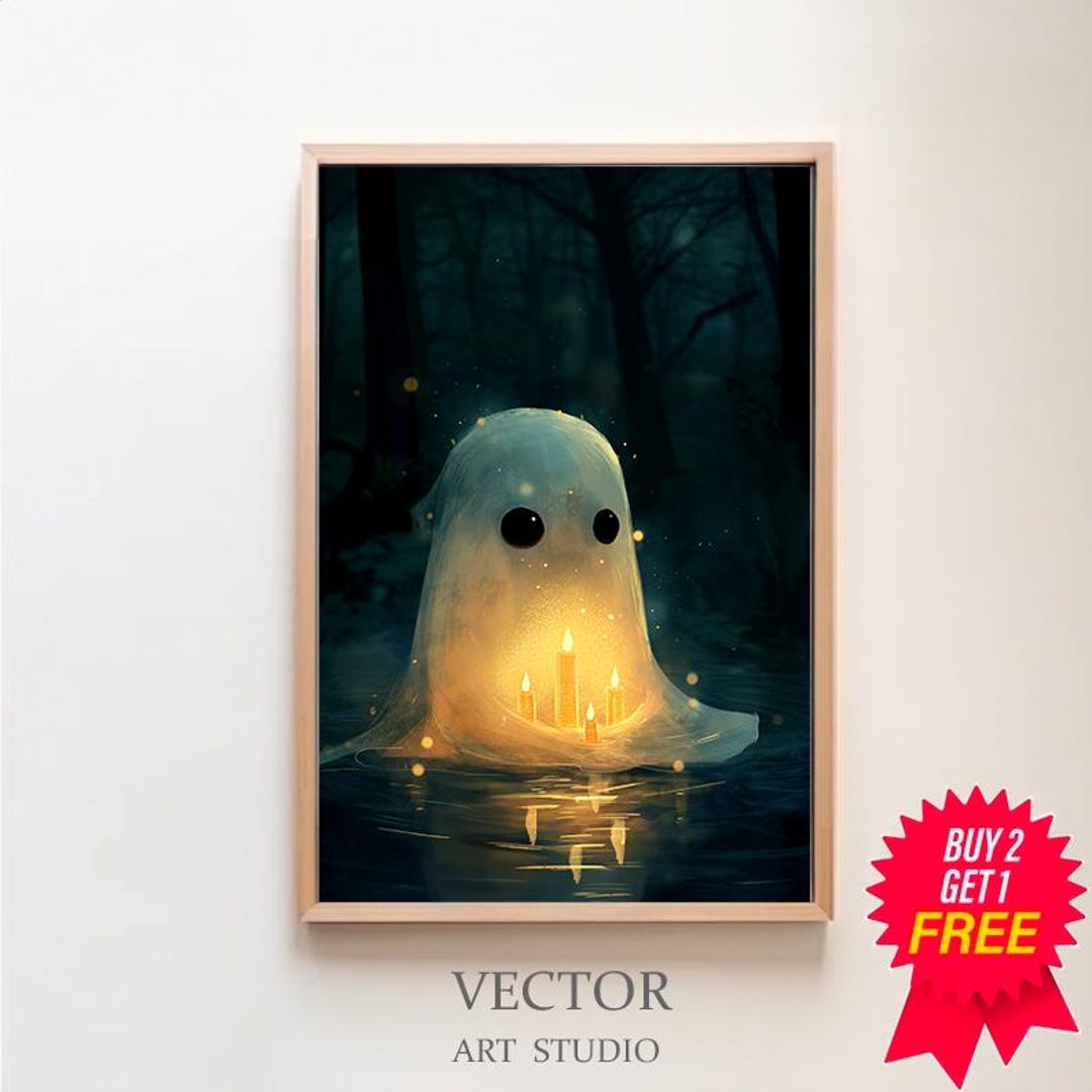 Printable Ghost Artwork Painting of Spooky Cute Ghost, Halloween Ghost ...