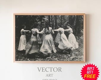 Circle of Dancing Witches, Vintage Photography, Dark, Occult Poster ...