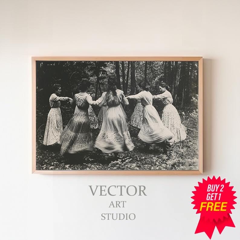 Circle of Dancing Witches, Vintage Photography, Dark, Occult Poster ...