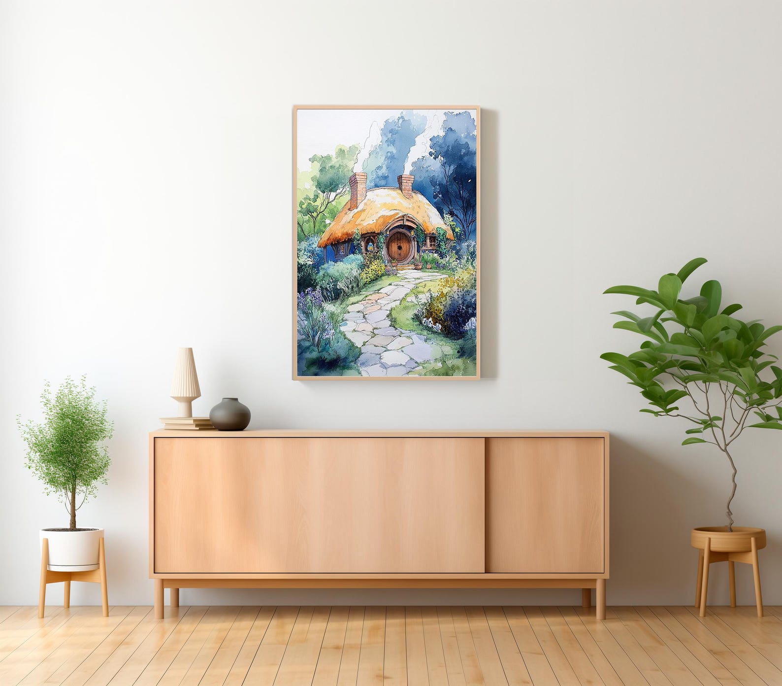 Bag End Painting, Watercolor Hobbiton Painting, Lord, Fantasy Art ...