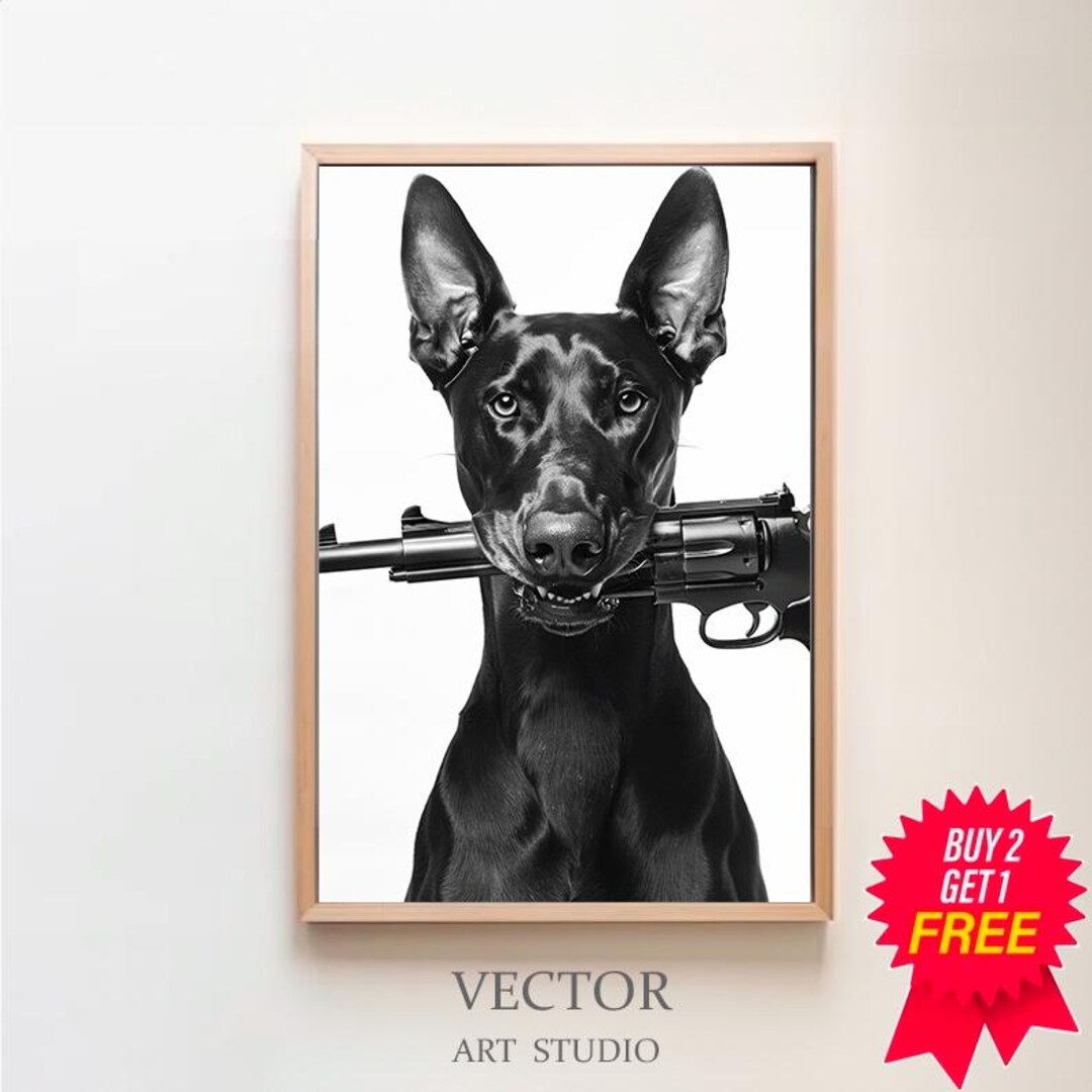 Doberman Gun Poster Hypebeast Wall Art Luxury Fashion Poster Digital ...