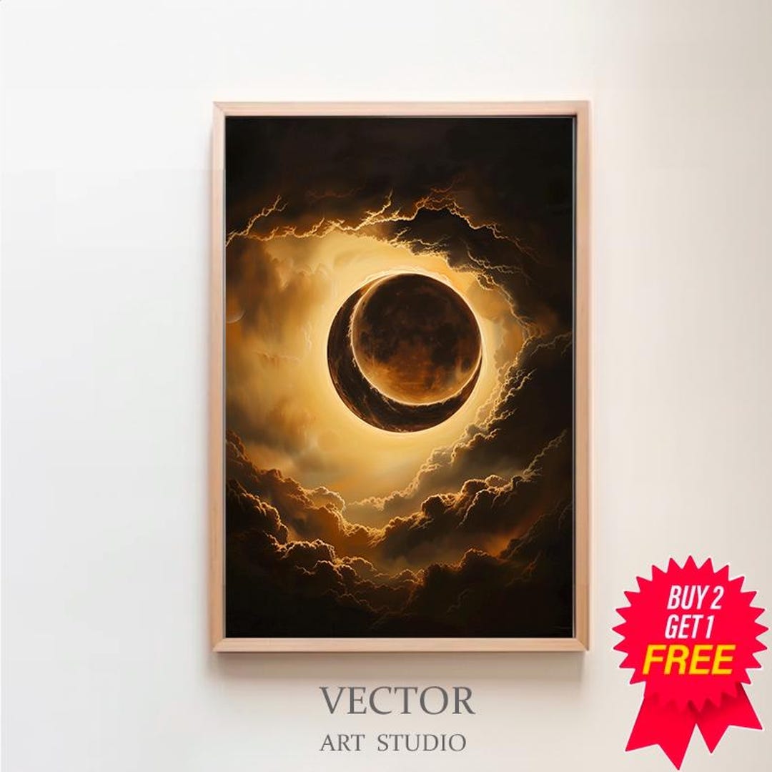 Celestial Eclipse Dark Aesthetic, Solar Lunar Eclipse Vintage Painting ...
