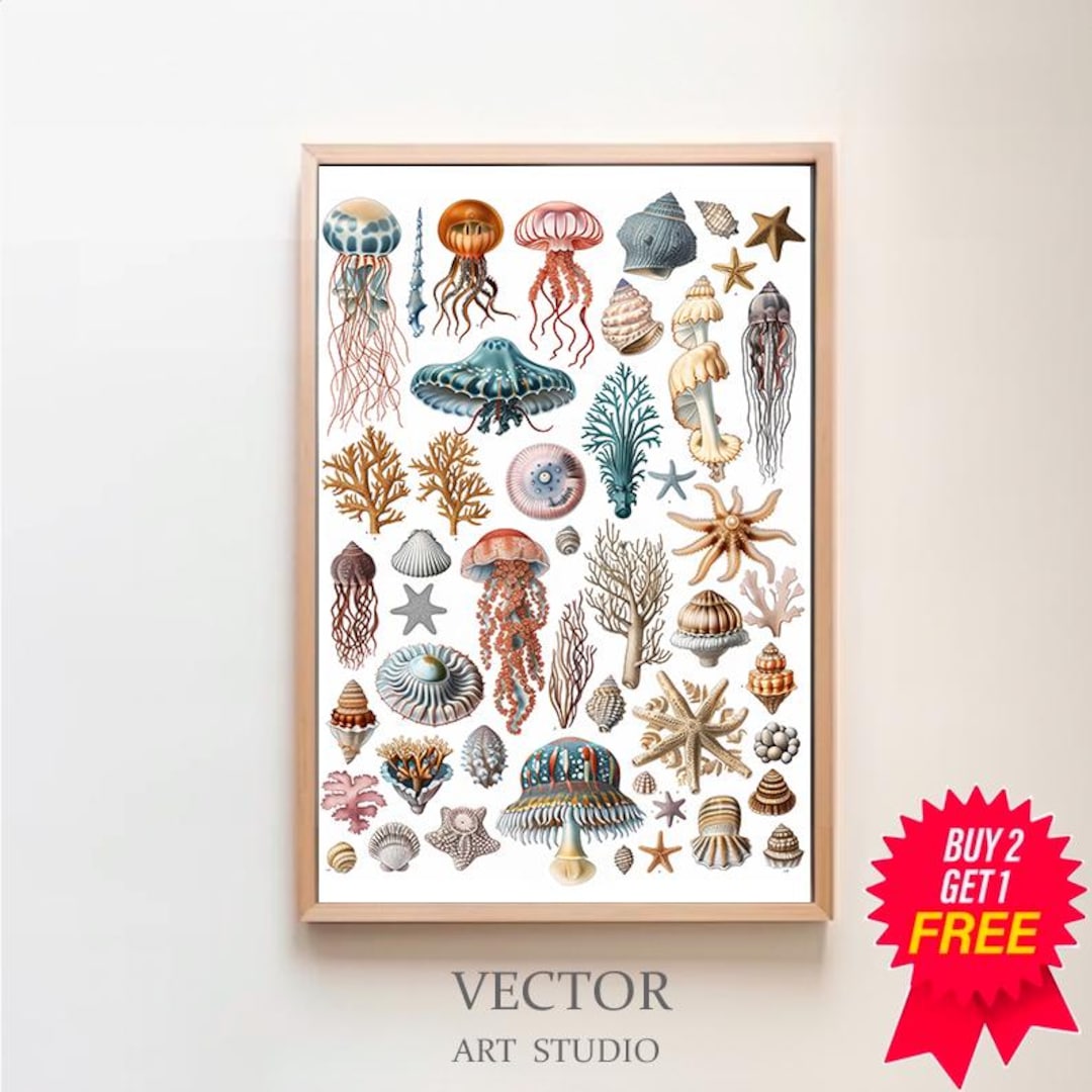Printable Vintage Sealife Chart Adolphe Millot Poster Marine Biology ...