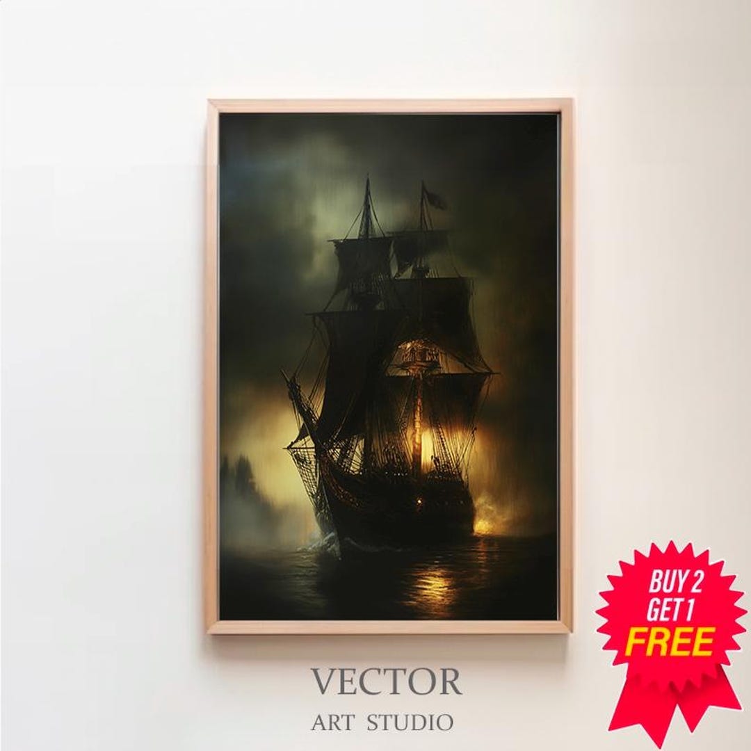 Vintage Ghost Ship, Ocean Aesthetic, Gothic Sea Painting, Dark Arts ...