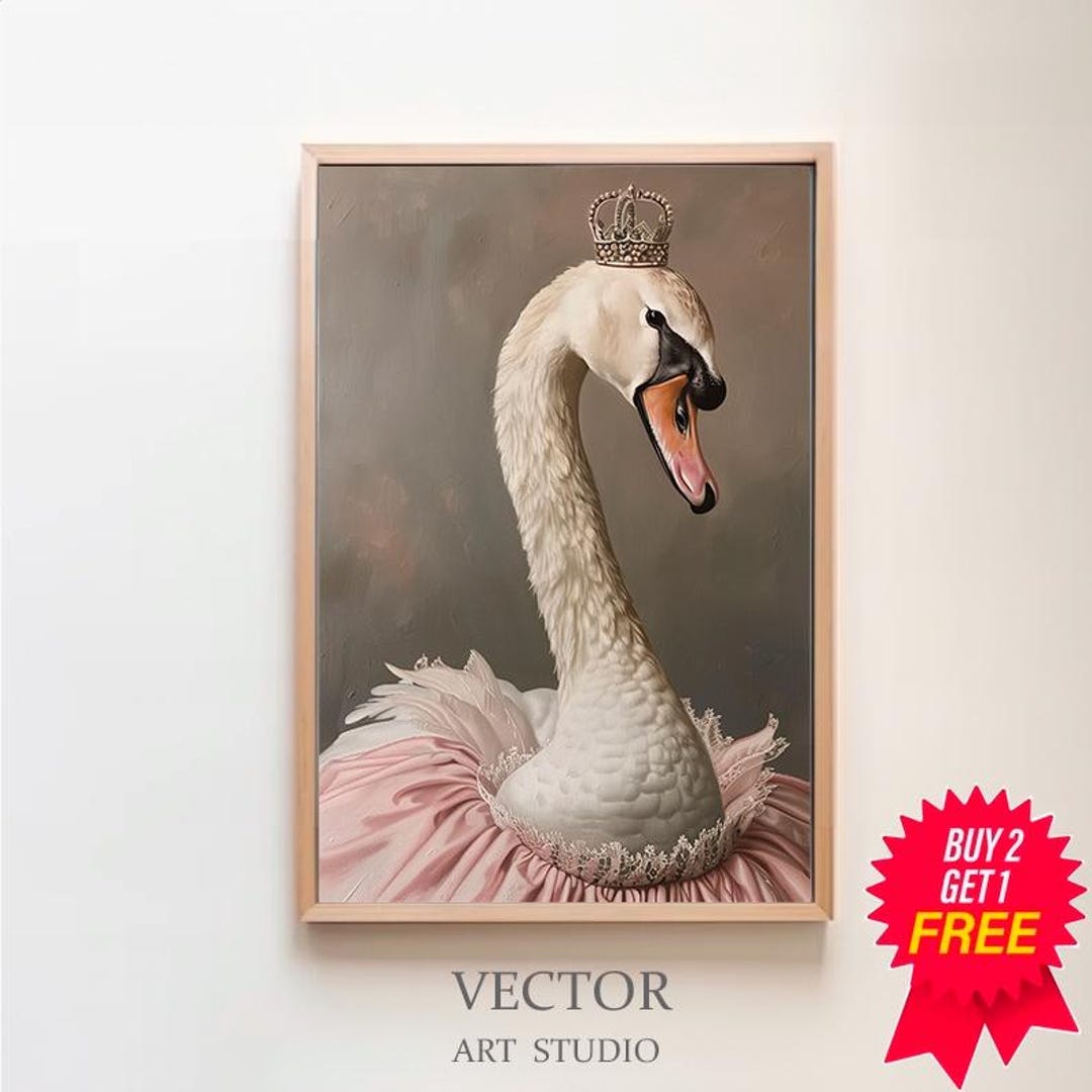 Swan Princess Vintage Portrait Victorian Swan Painting, Swan Lake Decor ...