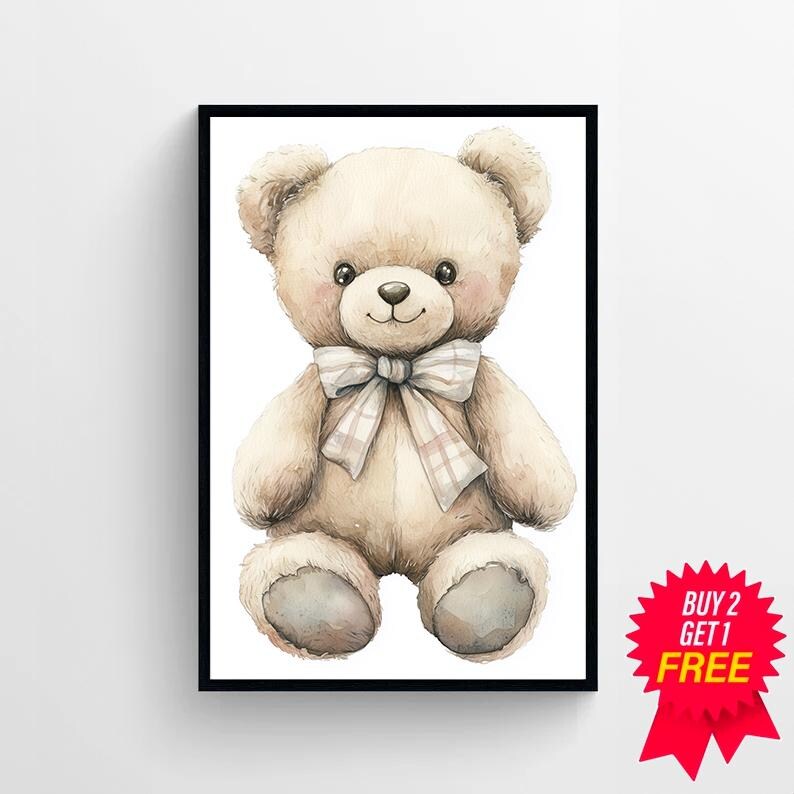 Teddy Bear Nursery Art, Cozy Nursery Prints, Bear Nursery Art Painting ...