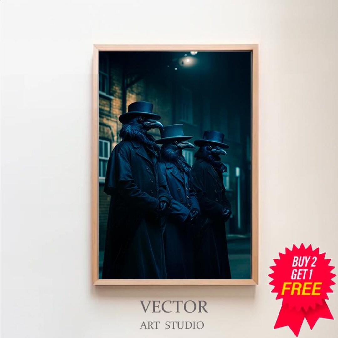 A Murder of Crows Gothic Painting Crow Wall Decor, Animal Art Dark ...