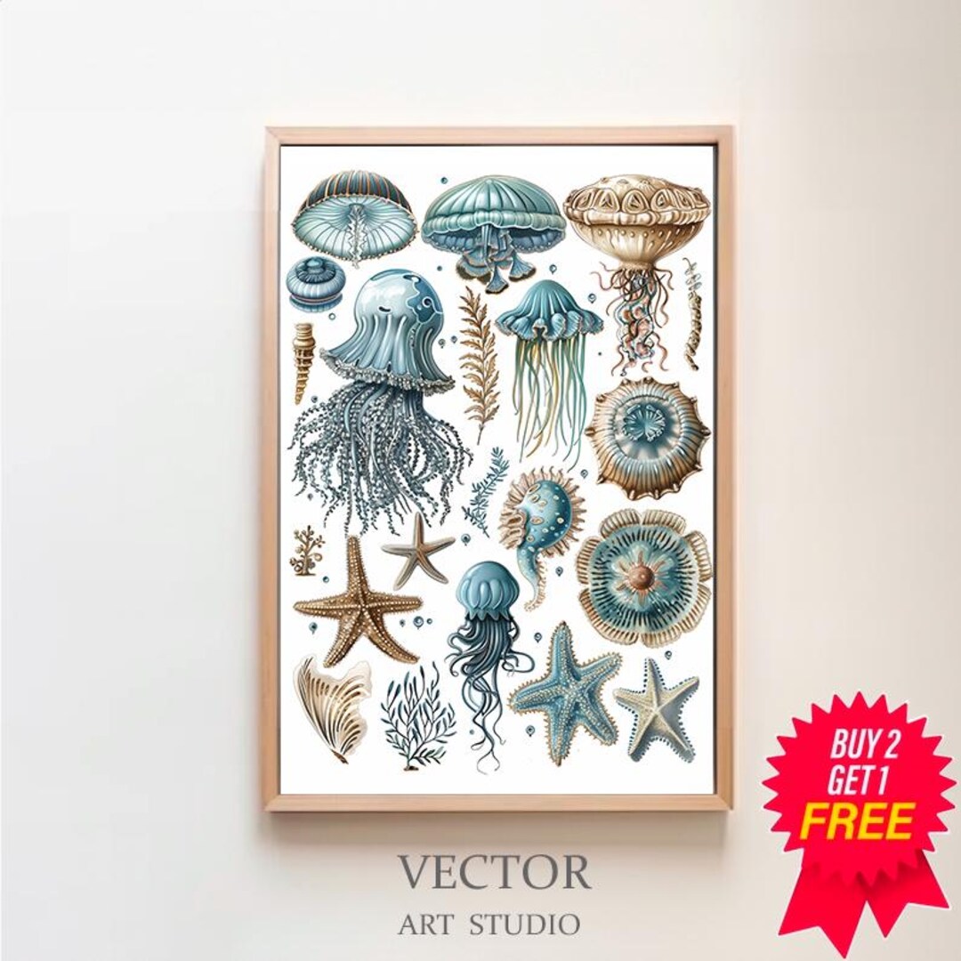 Printable Vintage Sealife Chart | Adolphe Millot Poster | Marine ...