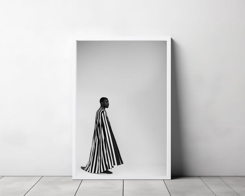 Minimalist Black and White Art Print, Black Woman Abstract Wall Art ...