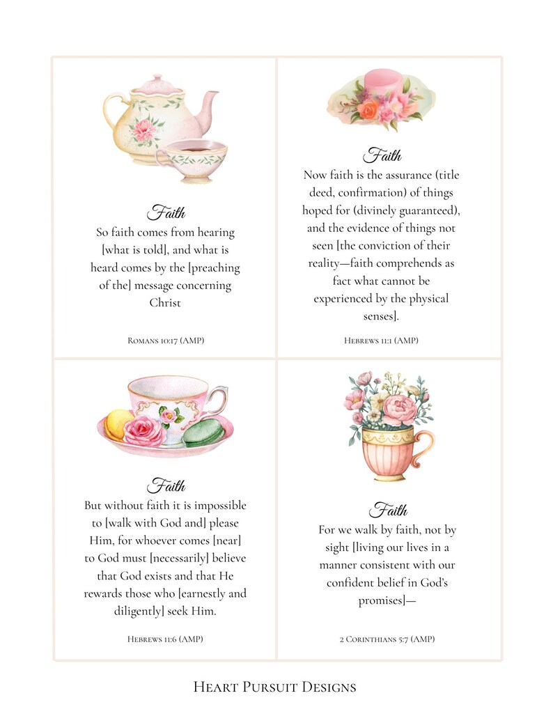 Tea Theme Scripture Cards: Printable Bible Verses (amplified ...